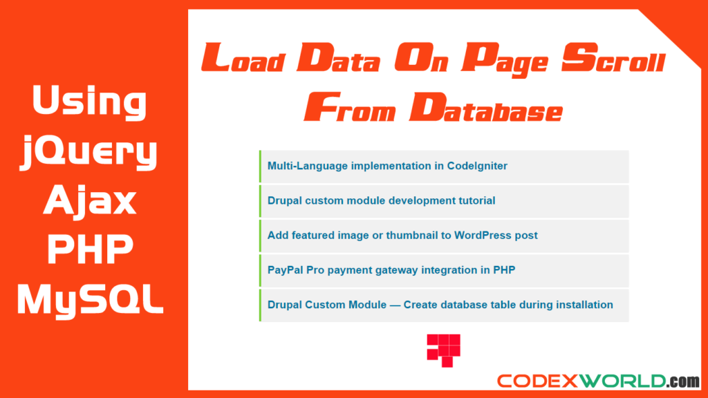 Load Data On Page Scroll Using Jquery Ajax Php From Mysql Database Codexworld
