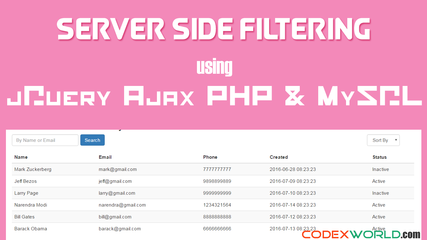 Server Side Filtering using jQuery Ajax PHP and MySQL - CodexWorld Server Side Filtering using jQuery Ajax PHP and MySQL - CodexWorld